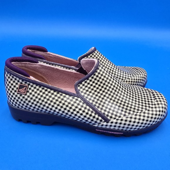 Sperry | Shoes | Sperry Top Sider Houndstooth Rubber Rainmud Clogs ...